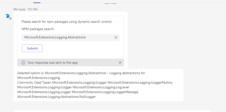 [bot Type Ahead Search Adaptive Cards][csharp] Selecting Item From Dynamic Choice Set Shows