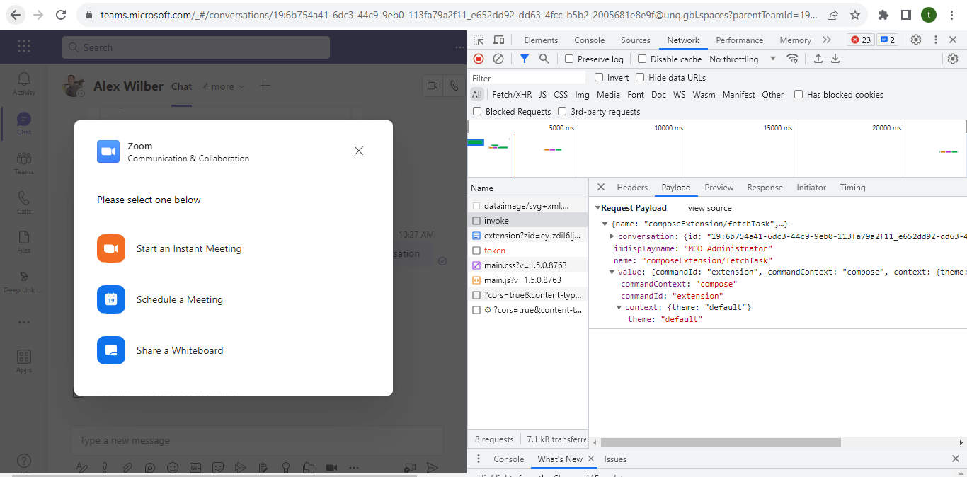 Needs-Triage: MS Teams extension event passed the wrong parameters, resulting in the unavailable ...