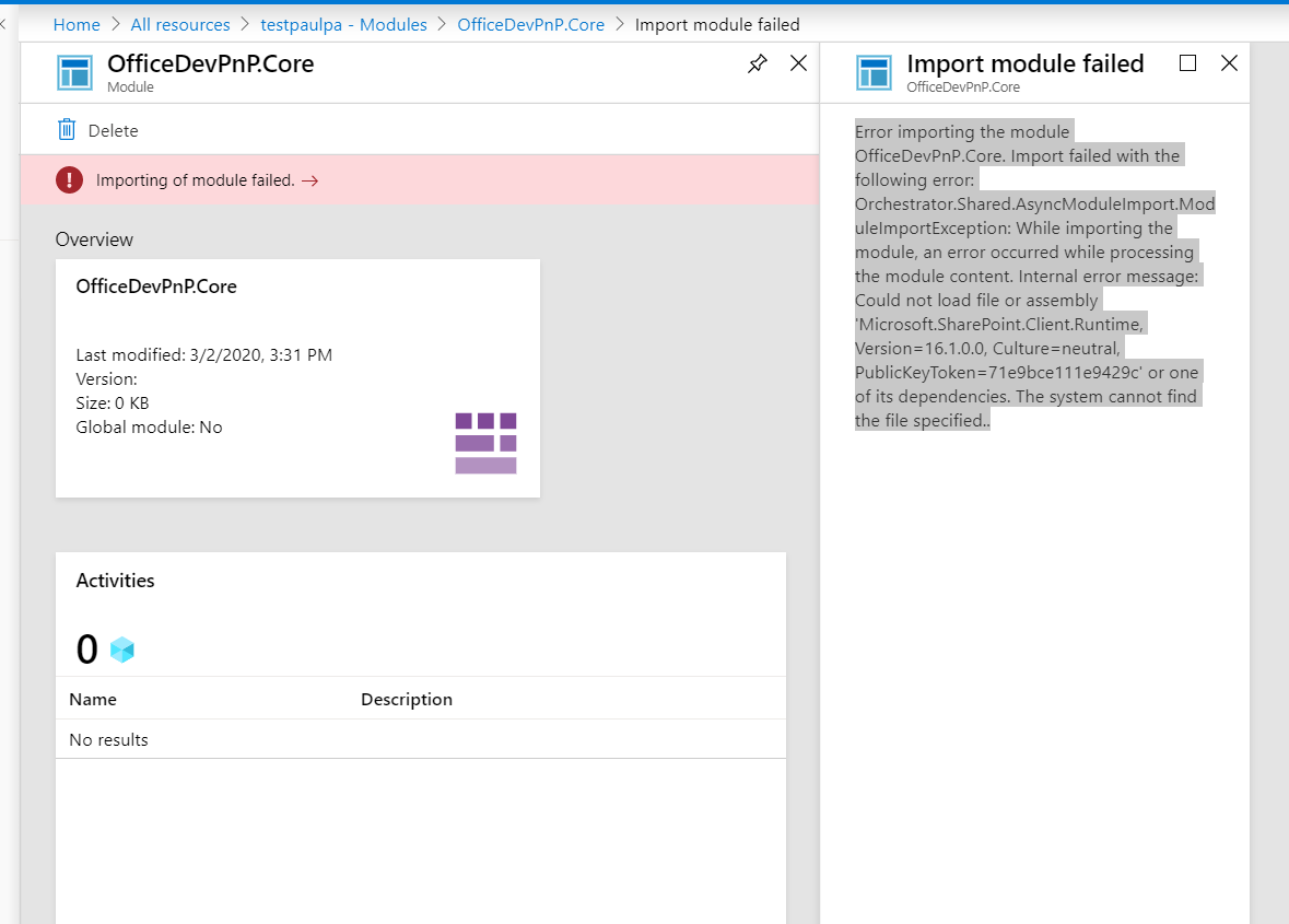 Error import OfficeDevPnP.core module in Azure Automation run book · Issue #2564 · pnp/PnP ...