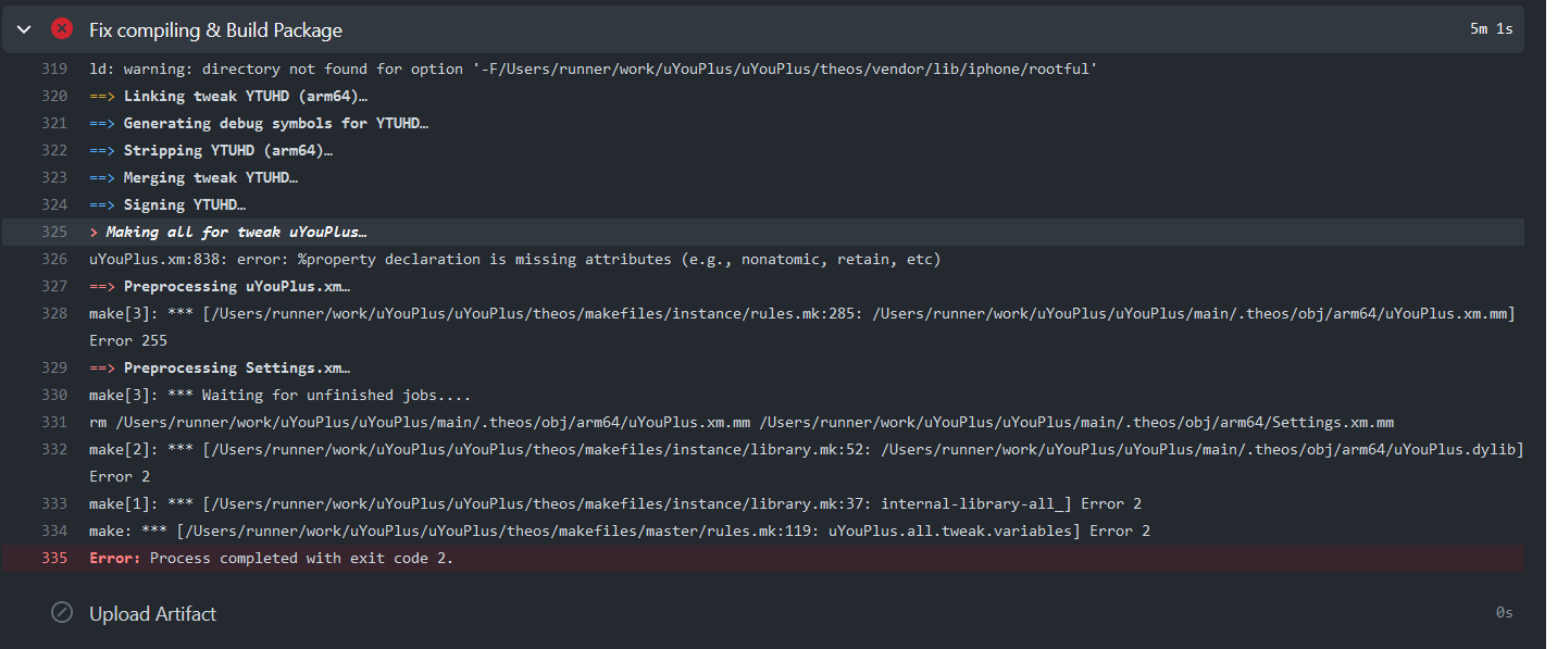 Build and Release uYouPlus Workflow Action Fails · Issue #1070 · qnblackcat/uYouPlus · GitHub