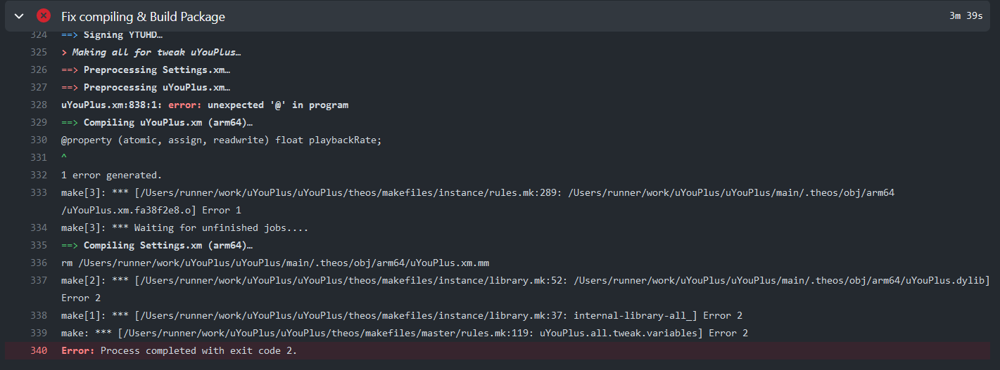 Build and Release uYouPlus Workflow Action Fails · Issue #1070 · qnblackcat/uYouPlus · GitHub