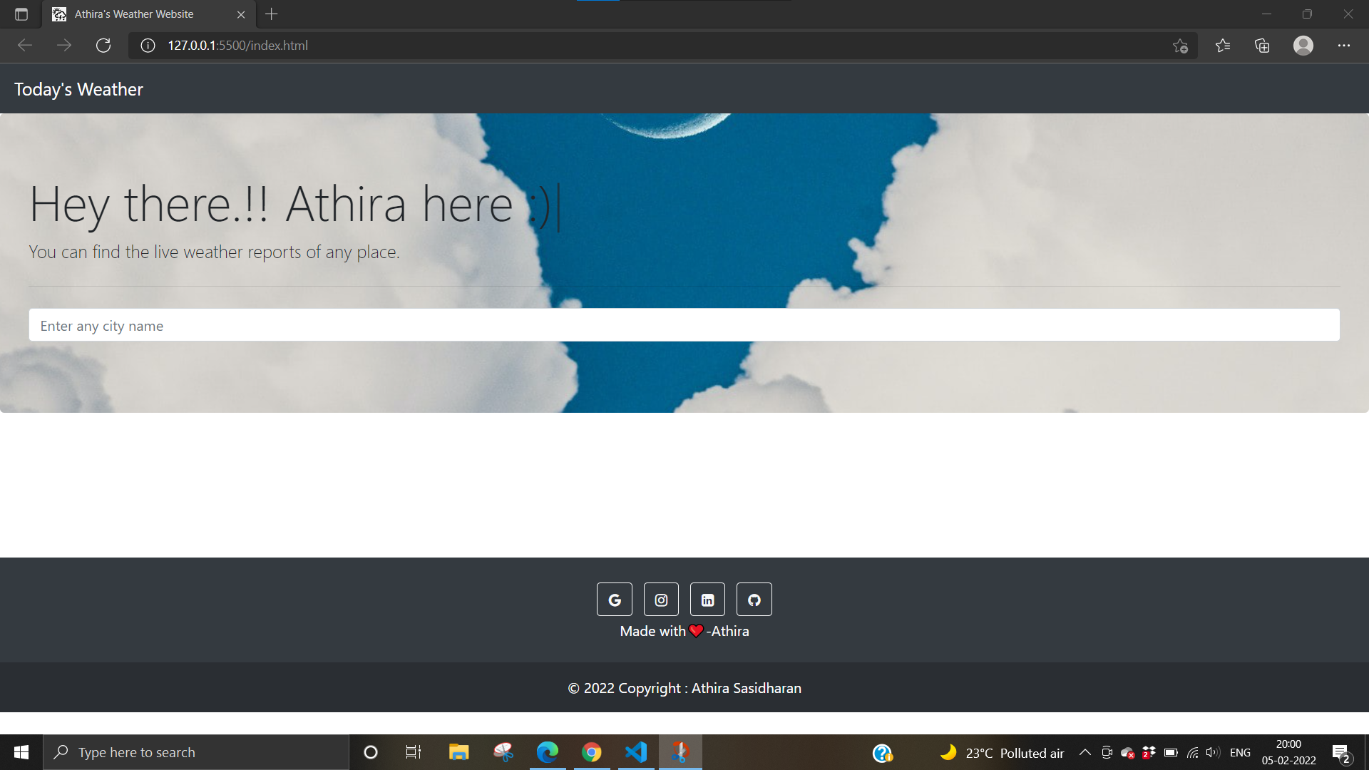 GitHub - athira4/FRT-Project-WeatherWeb