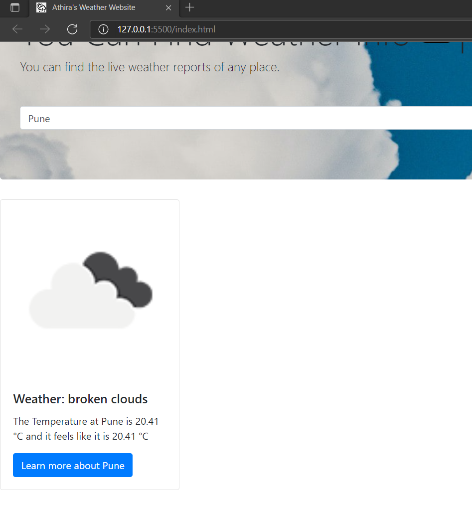 GitHub - athira4/FRT-Project-WeatherWeb