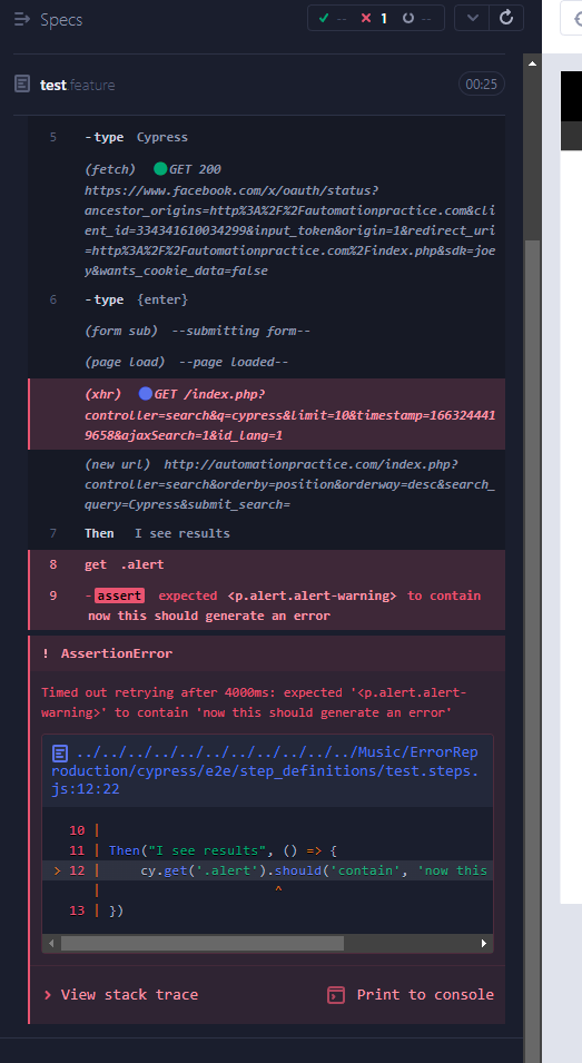 Screenshot in run mode does not highlight failing line of code · Issue #23838 · cypress-io ...