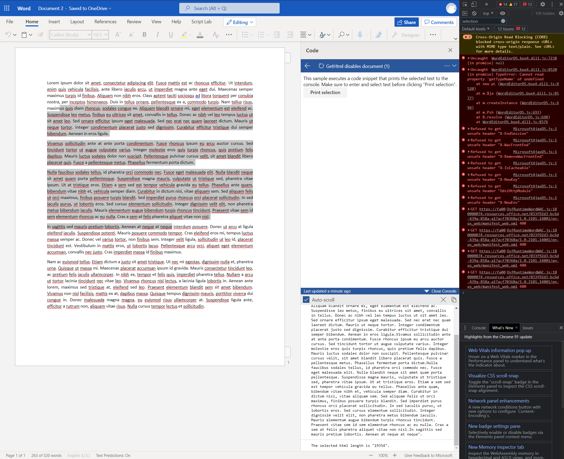 Using Gethtml Function Is Leading To The Word Doc Becoming Read Only