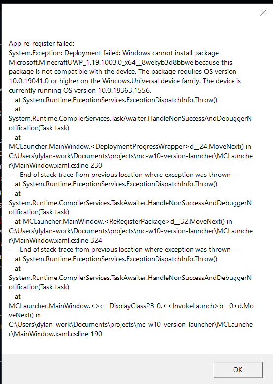 When I try to launch an imported appx it says that I don't have a high enough version · Issue ...