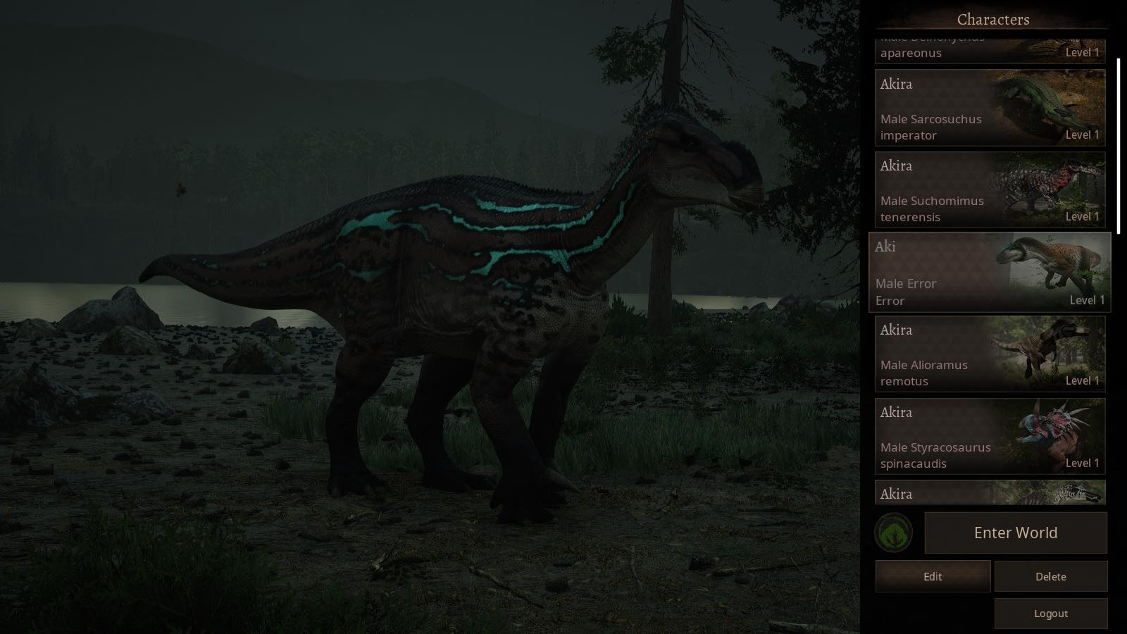 Iguanodon turns into Allosaurus with 'Error' in character screen · Issue #7919 · Alderon-Games ...