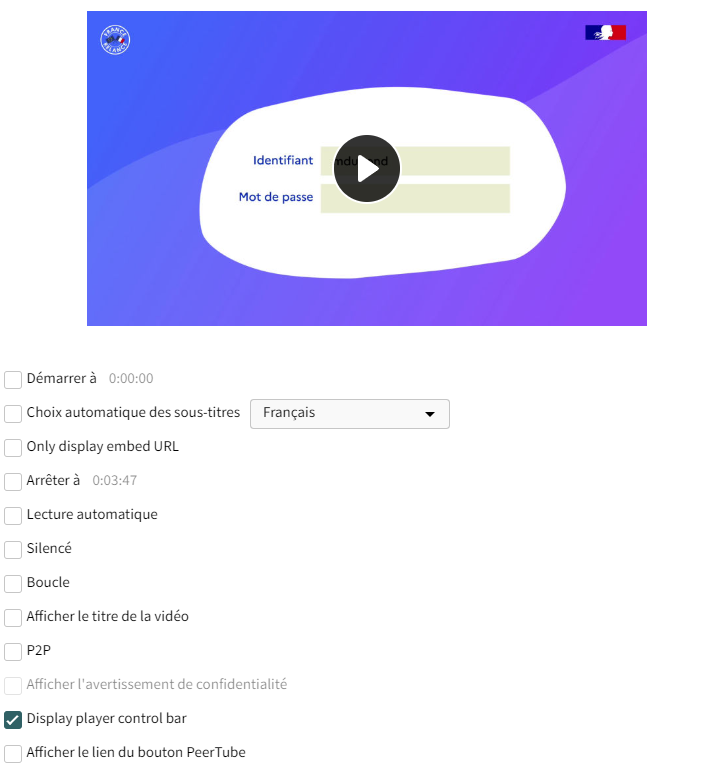 Same iframe advanced options for sharing playlist and video · Issue #5369 · Chocobozzz/PeerTube ...