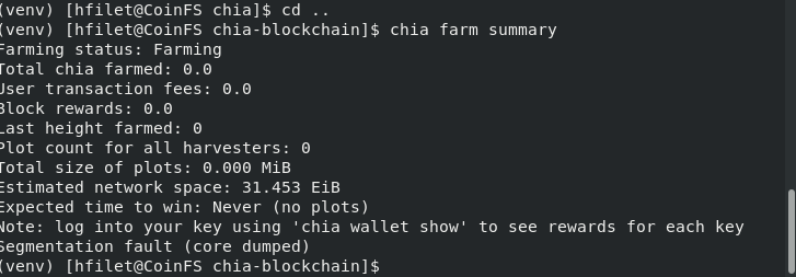 [BUG] ¨Segmentation fault (core dumped)" · Issue #7385 · Chia-Network/chia-blockchain · GitHub