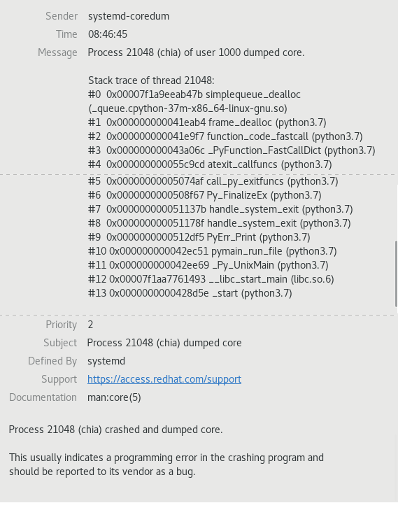 [BUG] ¨Segmentation fault (core dumped)" · Issue #7385 · Chia-Network/chia-blockchain · GitHub