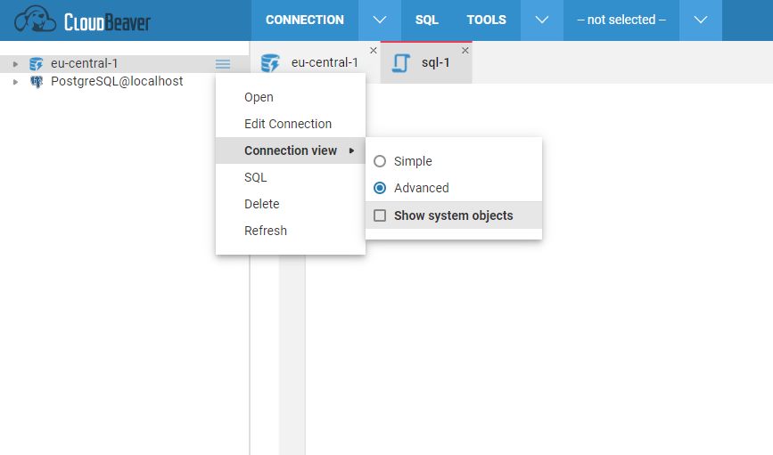 Configure system objects visibility for connections · Issue #285 · dbeaver/cloudbeaver · GitHub