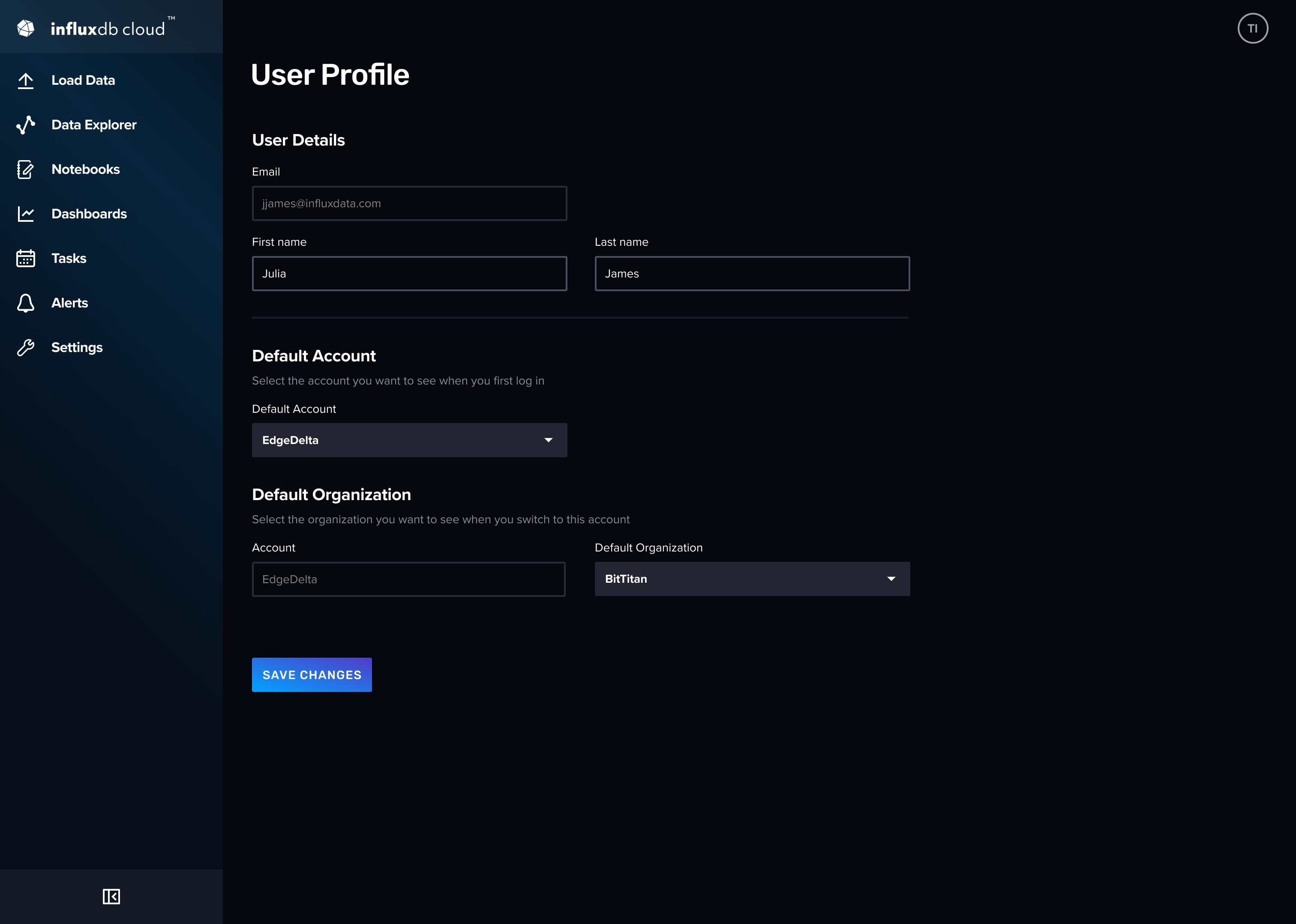 Multi Org Phase 1 - User Profile Page · Issue #4049 · influxdata/ui · GitHub