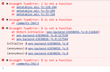 jQuery errors in backend · Issue #393 · nasirkhan/laravel-starter · GitHub
