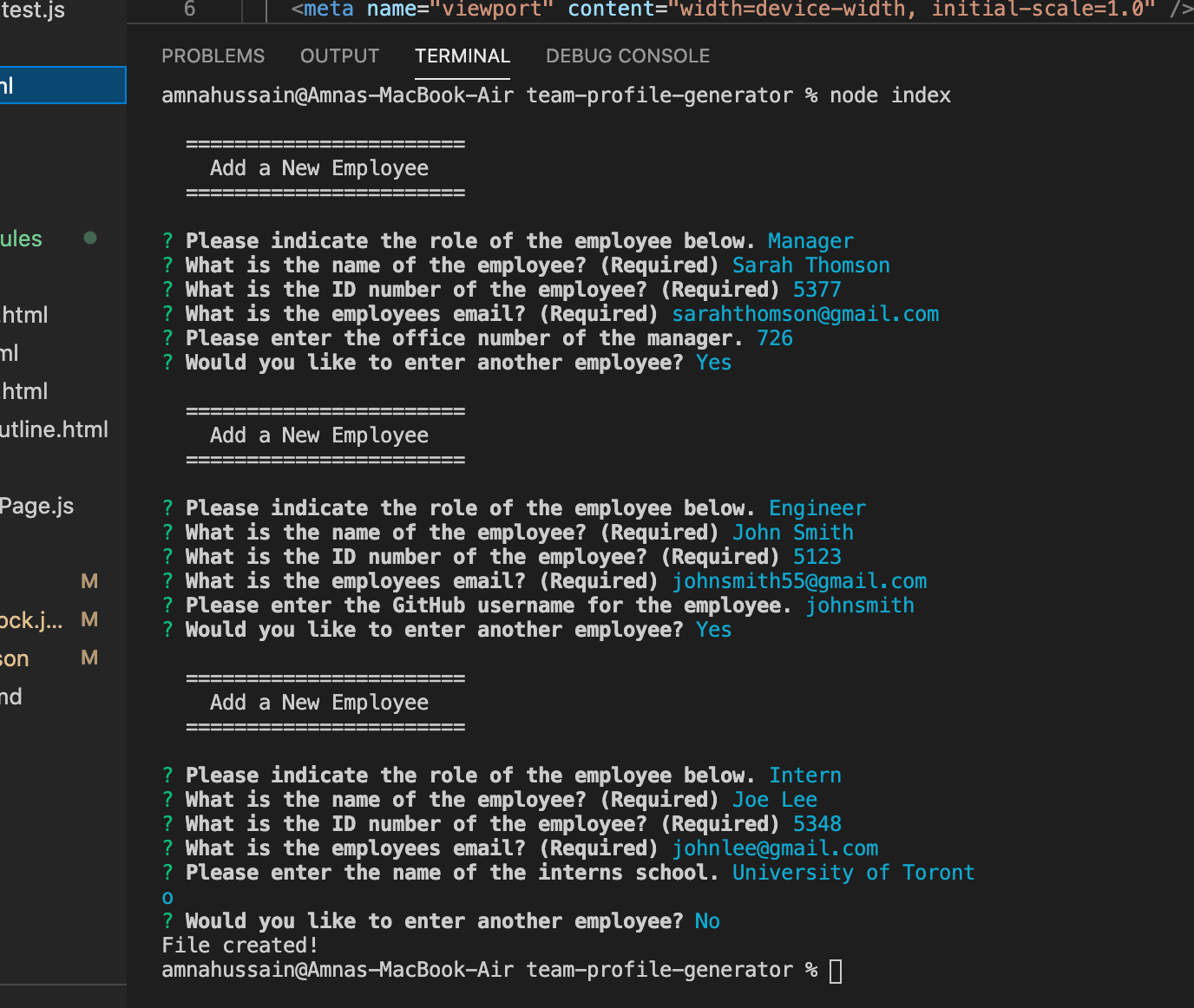 GitHub - amnasyeda/team-profile-generator