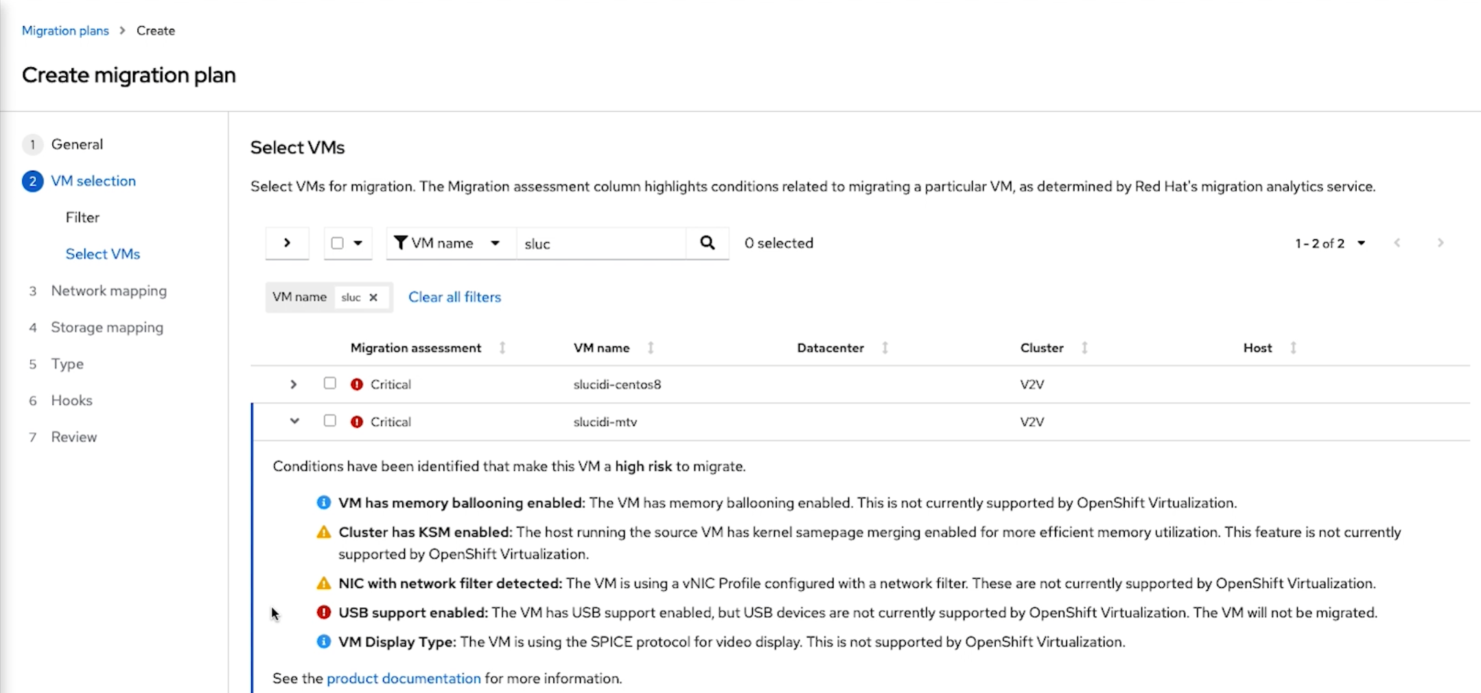 [BZ#1985787] Select VMs step: For RHV VMs, the Datacenter and Host columns are blank · Issue ...