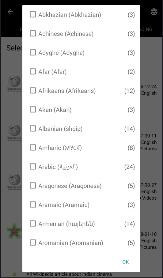 More "compact" language selection dialog · Issue #342 · kiwix/kiwix-android · GitHub
