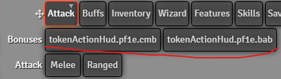 [PF1] BAB and CMB are mislabeled in the HUD · Issue #315 · Drental/fvtt-tokenactionhud · GitHub