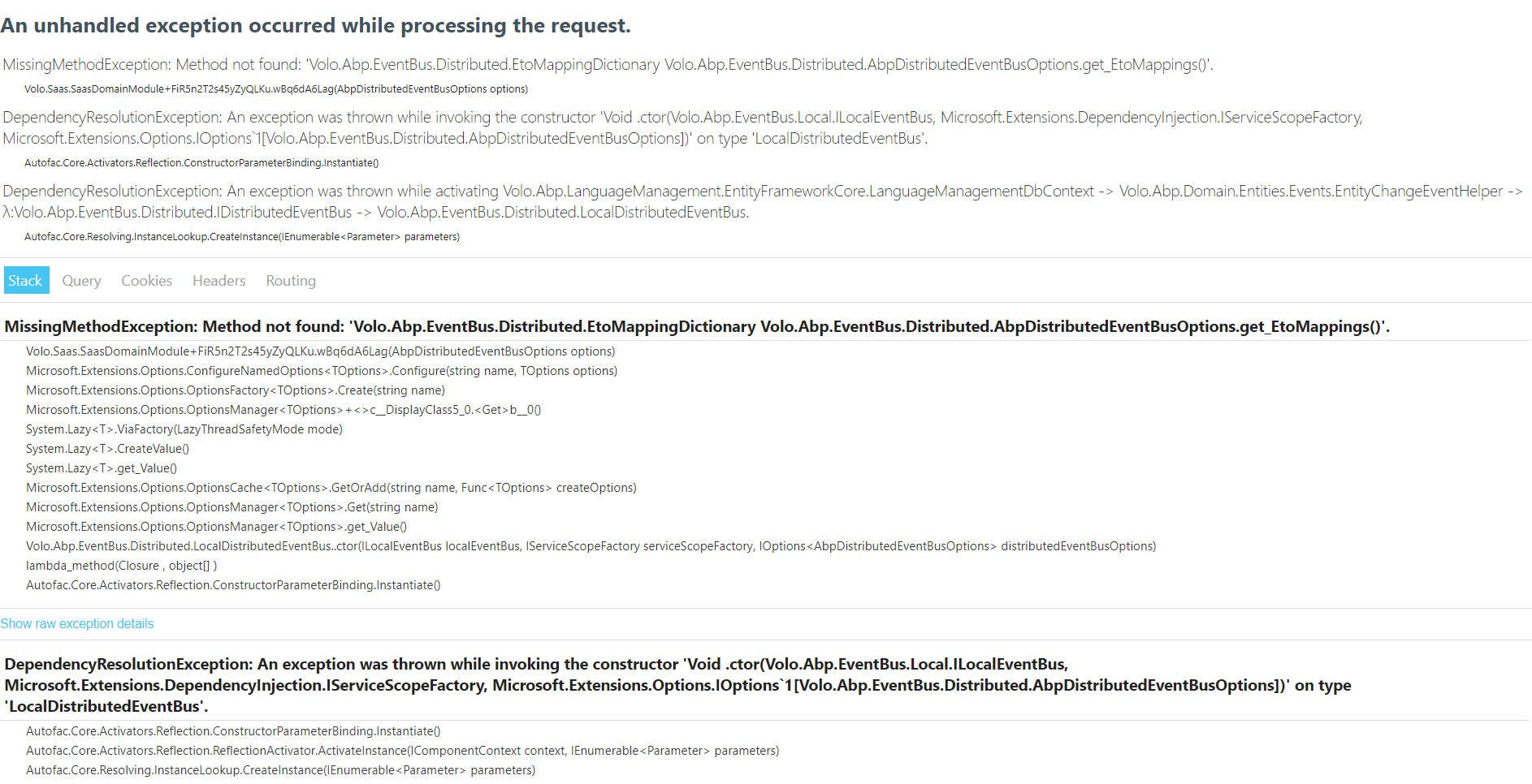 Method not found: 'Volo.Abp.EventBus.Distributed.EtoMappingDictionary · Issue #5344 ...