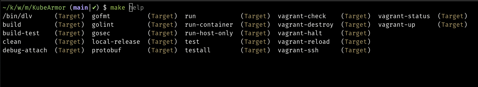 Addition of 'make help' in makefile · Issue #1081 · kubearmor/KubeArmor · GitHub