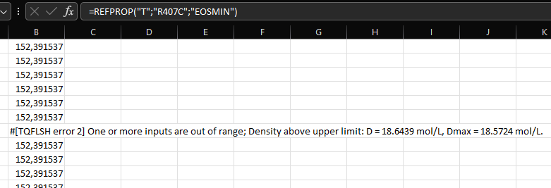 TQFLSH error 2 and #VALUE! error in Excel · Issue #496 · usnistgov/REFPROP-wrappers · GitHub