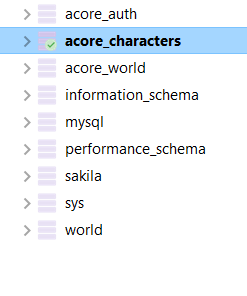 Switch to AC - cannot find auth and characters databases for backup ...
