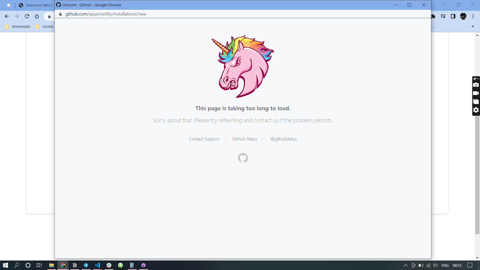 When trying to link repository, message "Page is taking too long to load" with Unicorn ...