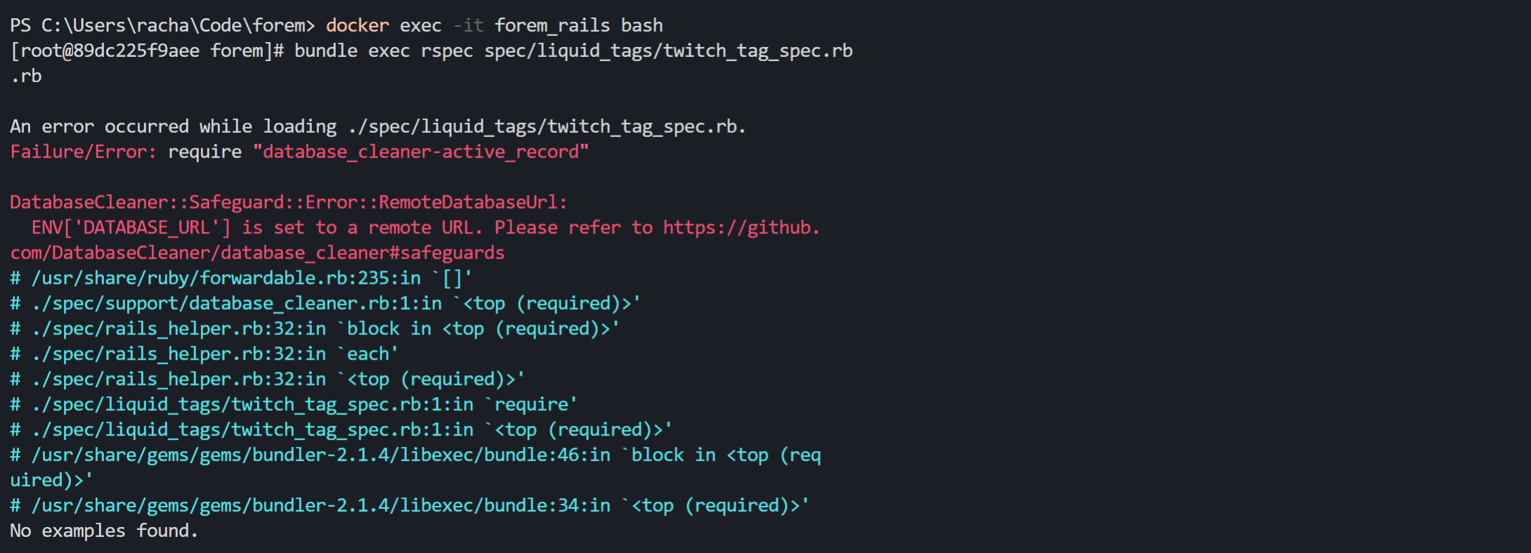 DatabaseCleaner is not a fan of Docker · Issue #12600 · forem/forem · GitHub