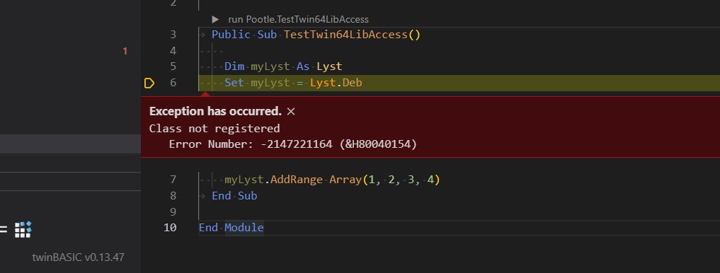 Trying to use a TwinBasic ActiveX dll gives "Class not registered" · Issue #583 · twinbasic ...