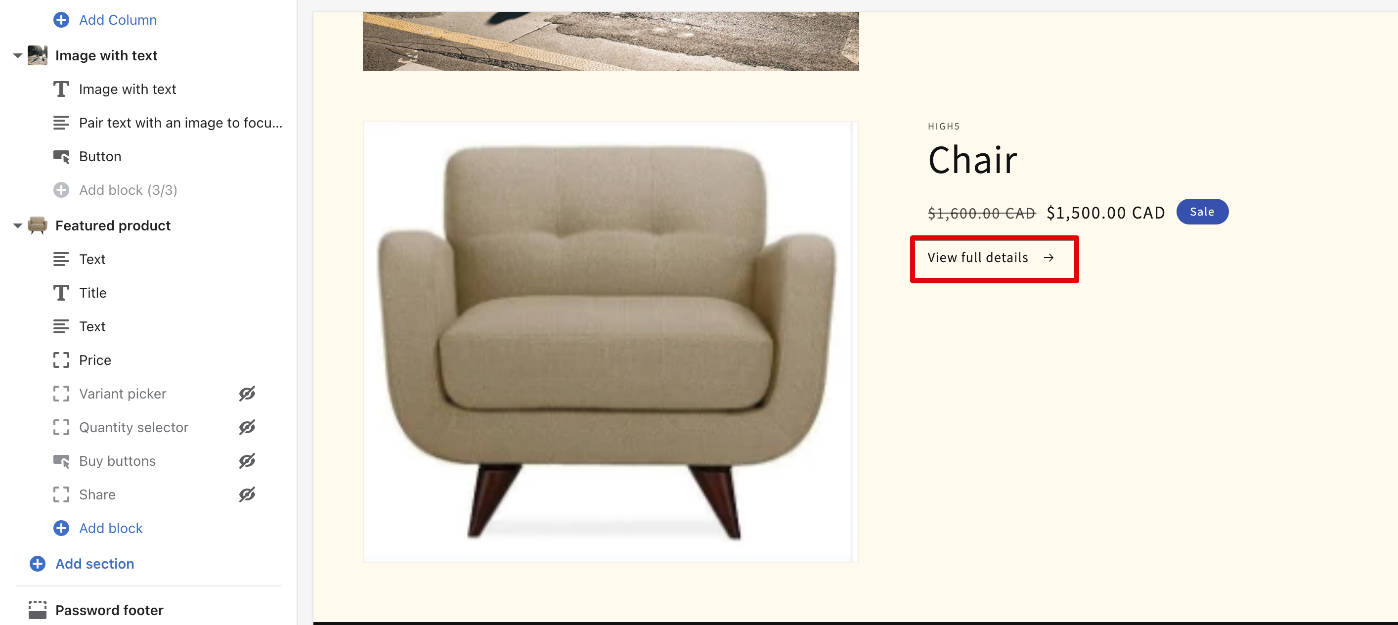 Featured Product section: "View full details" as a setting · Issue #676 · Shopify/dawn · GitHub