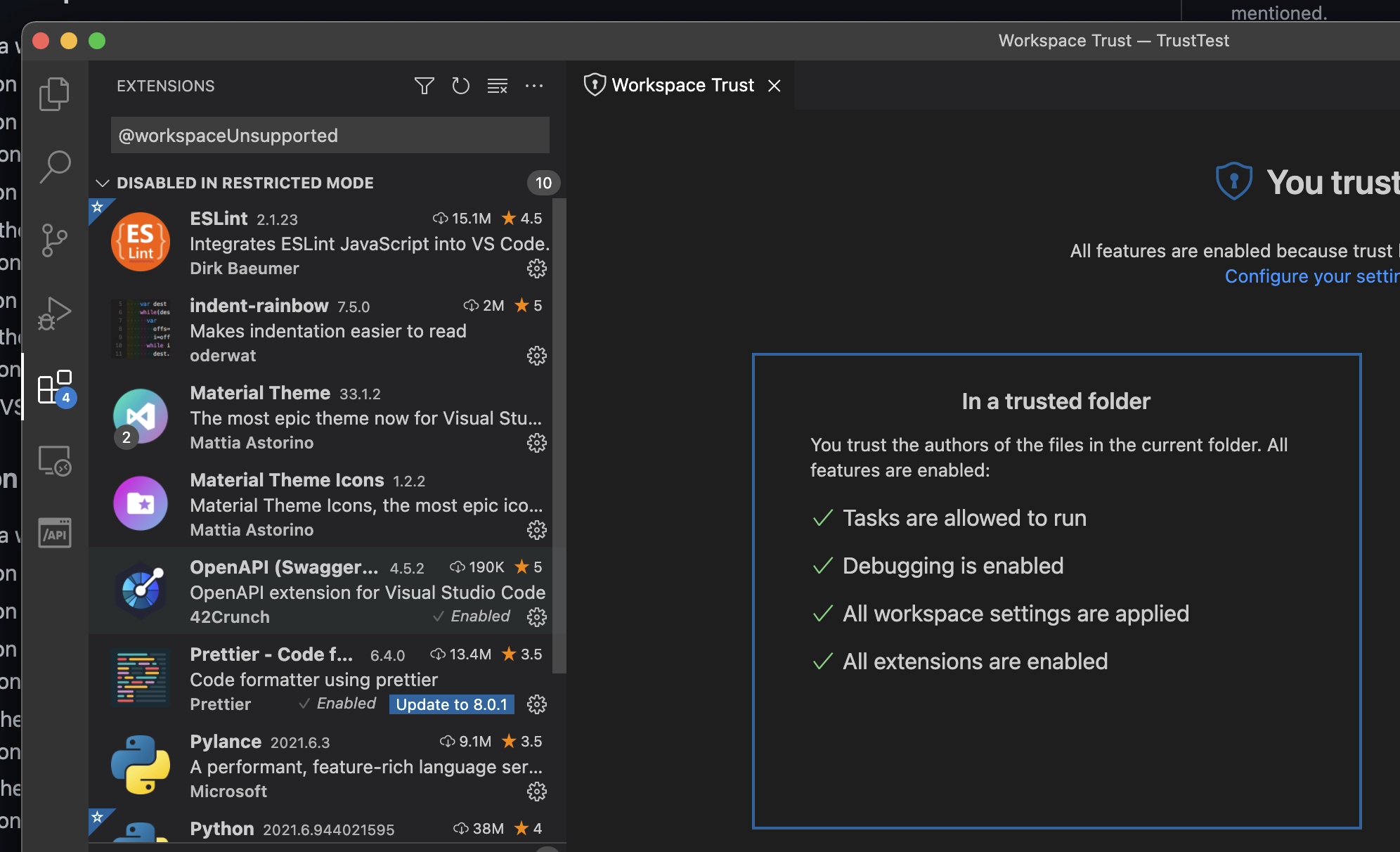 Extension Viewlet Doesn T Refresh Filter List On Workspace Trust Action · Issue 127513