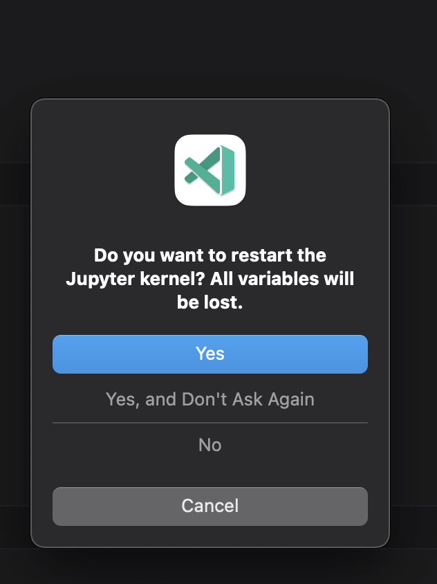 Modal dialog for restart kernel confirmation · Issue #6850 · microsoft ...