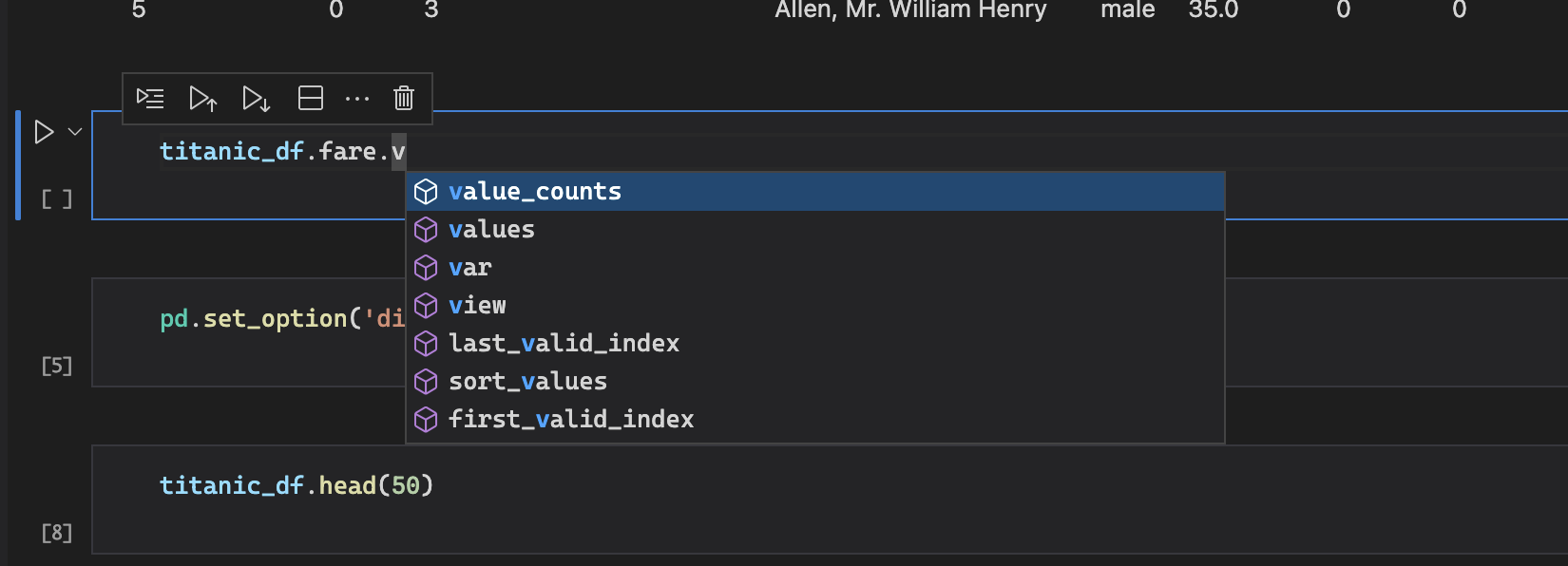 Notebooks - Intellisense not helpful if using . to select pandas df column · Issue #8080 ...