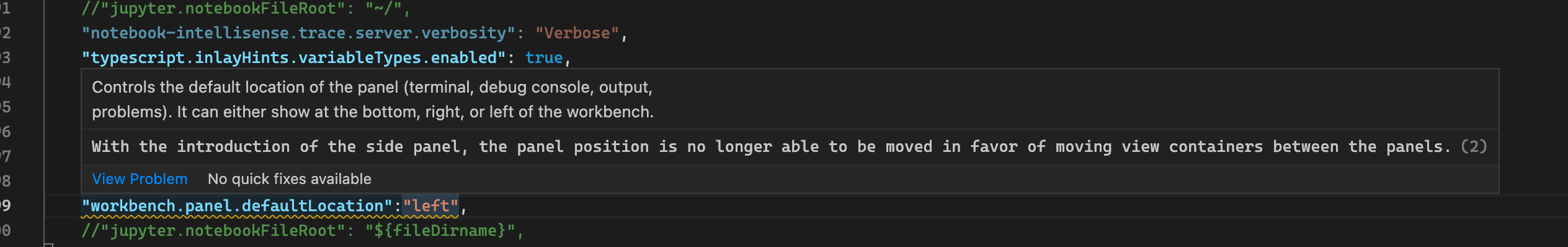 Workbench › Panel: Default Location setting doesn't work in Insiders ...