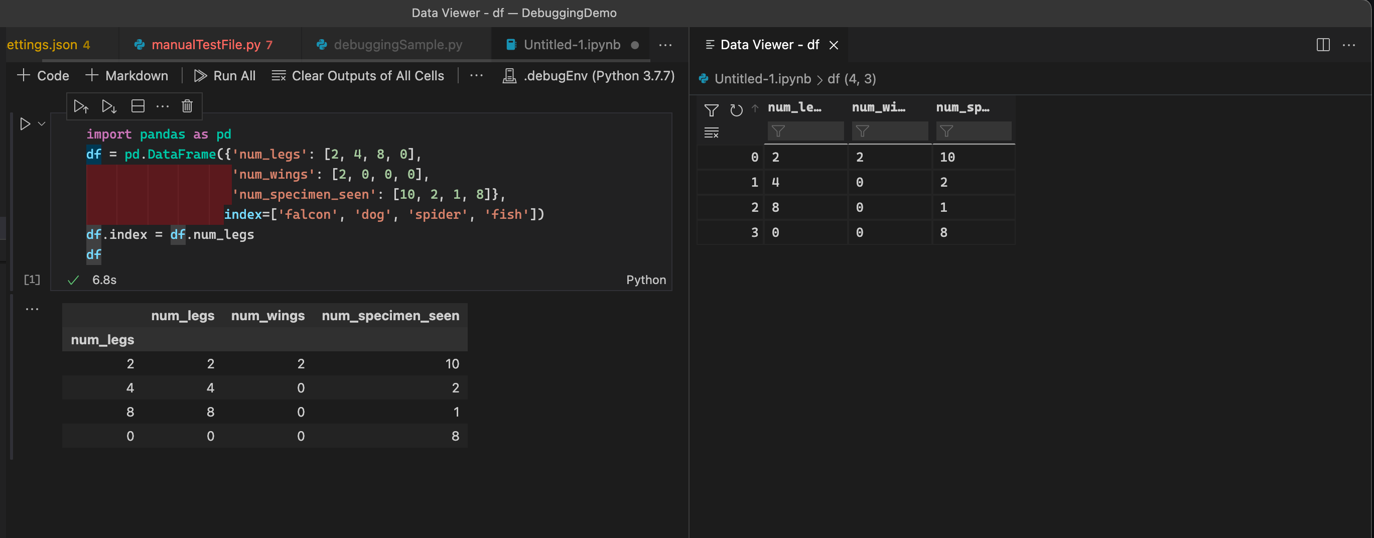 Data Viewer fails to load dataframes containing columns named the same. · Issue #7603 ...