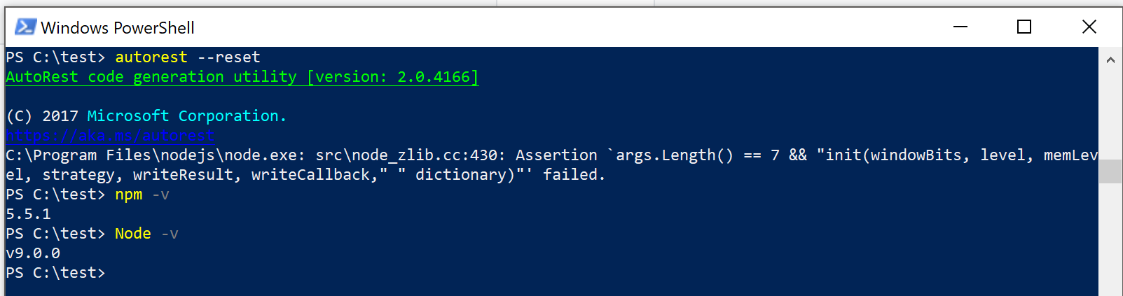 Reset fails with error. · Issue #2685 · Azure/autorest · GitHub