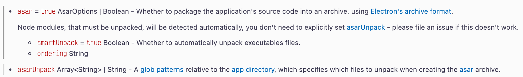 Documentation wrong at asarUnpack · Issue #4641 · electron-userland/electron-builder · GitHub