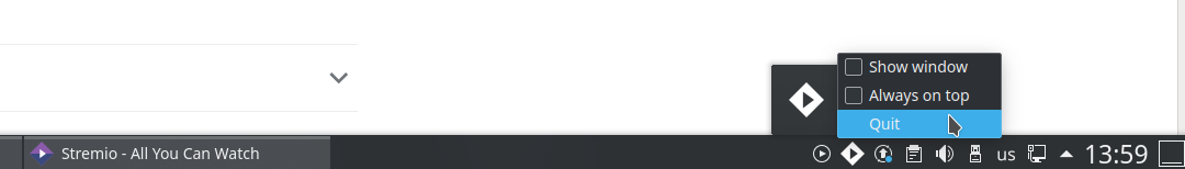 Quit button not working on KDE plasma panel · Issue #295 · Stremio/stremio-bugs · GitHub