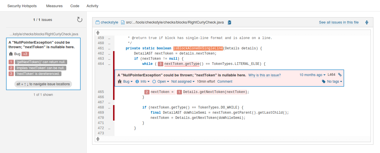 RightCurlyCheck.isBlockAloneOnSingleLine might throw NPE · Issue #11054 · checkstyle/checkstyle ...