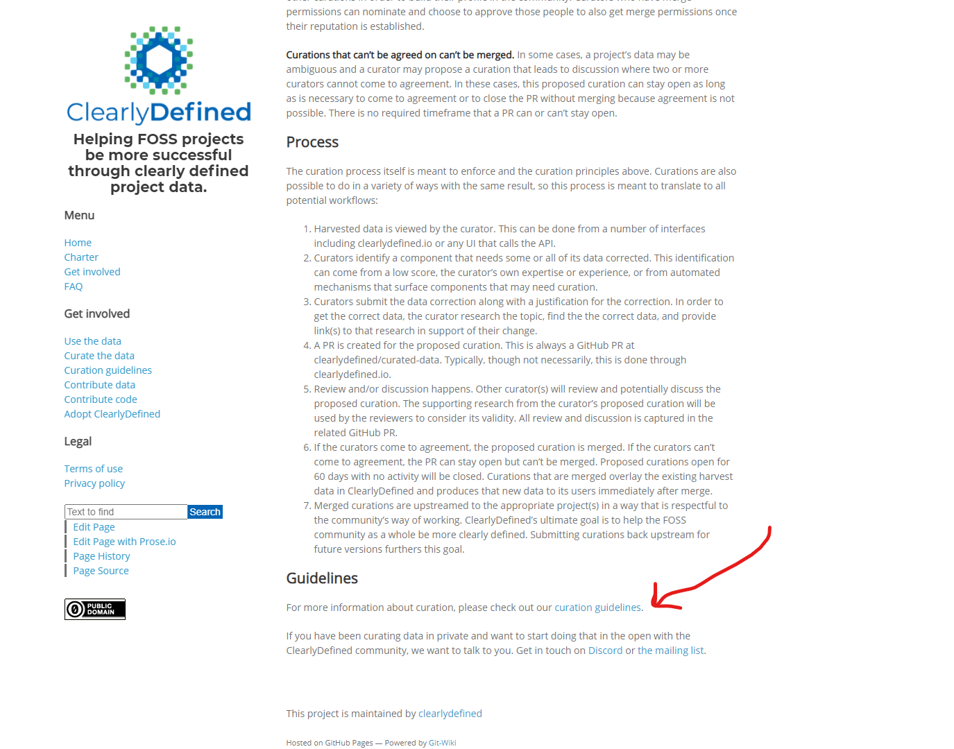 Add link to curation guidelines on https://clearlydefined.io/ · Issue #873 · clearlydefined ...