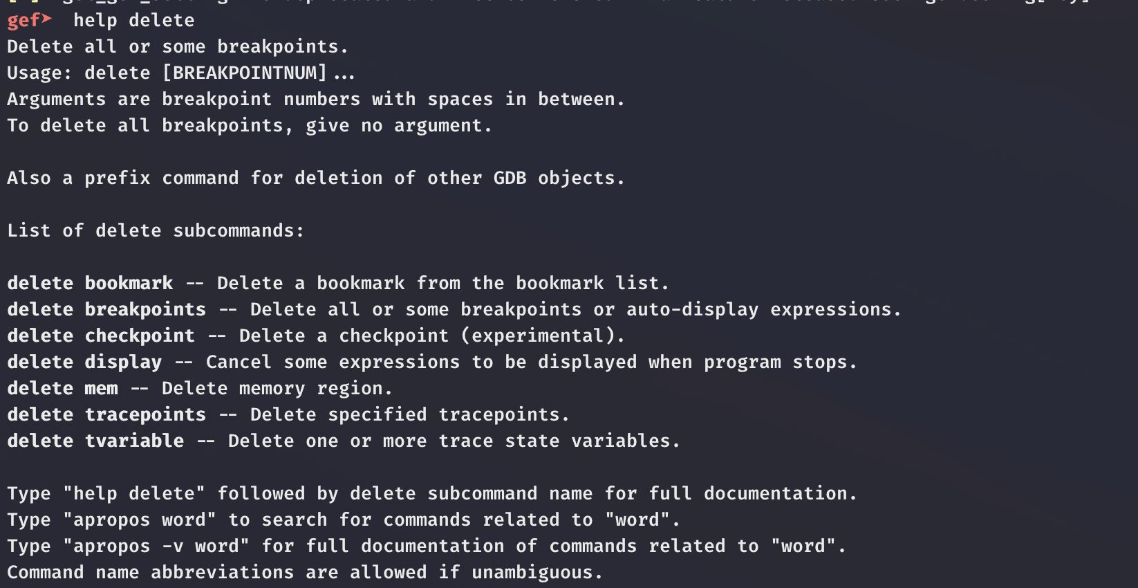 Inconsistent colouring in `help` command · Issue #802 · hugsy/gef · GitHub