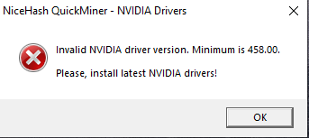 NVIDIA Drivers version, Not Compatible · Issue #266 · nicehash/NiceHashQuickMiner · GitHub