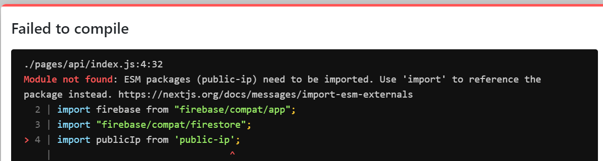 ESM packages (public-ip) need to be imported. Use 'import' to reference ...