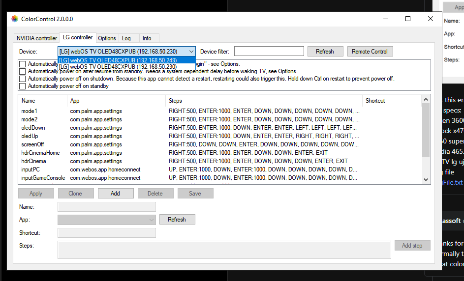LG Controller wont detect LG 48cx anymore · Issue #24 · Maassoft/ColorControl · GitHub