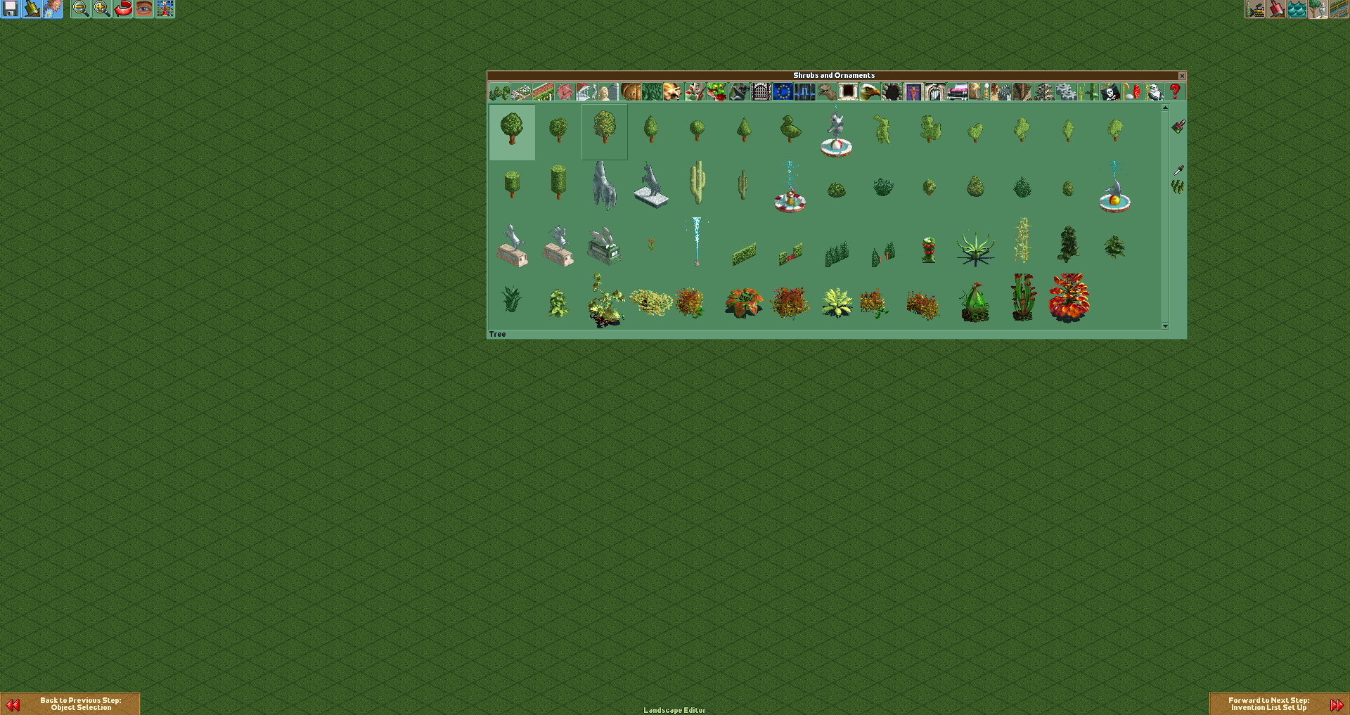 Selecting all scenery (specifically all WW & TT groups) causes the Trees and Wall's and Roof's ...