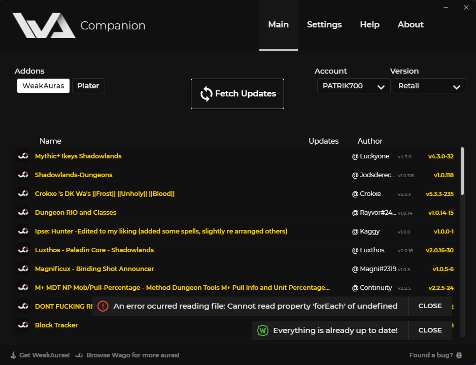 An error has ocurred · Issue #985 · WeakAuras/WeakAuras-Companion · GitHub