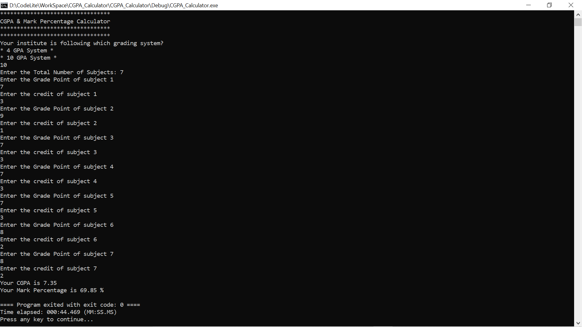 GitHub - sourabmkalliyan/CGPA-CPP: This is a CGPA and Mark percentage calculator developed using ...
