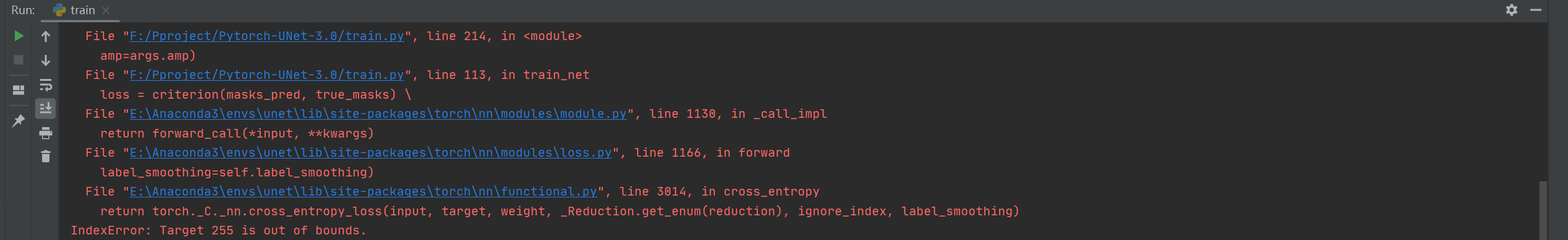 IndexError: Target 255 is out of bounds. · Issue #408 · milesial/Pytorch-UNet · GitHub