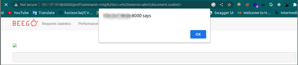 Cross Site Scripting at eample-beego/prof?command=$ · Issue #5207 · beego/beego · GitHub