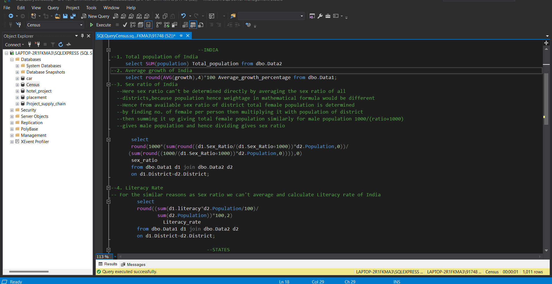 GitHub - beingabhi27/India_Census_2011_Analysis: Analysis of Indian Census 2011 through MSSQL ...