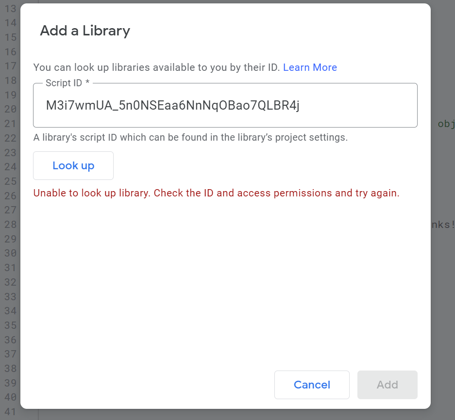 Unable to add library: Check the ID and access permissions and try ...